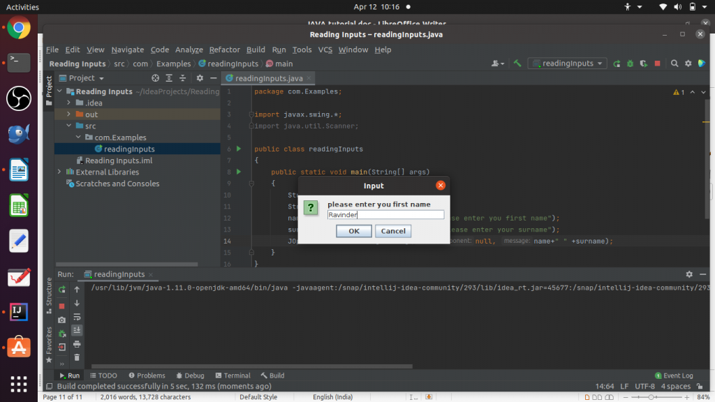 Getting input from user using JoptionPane class JAVA - Care4you